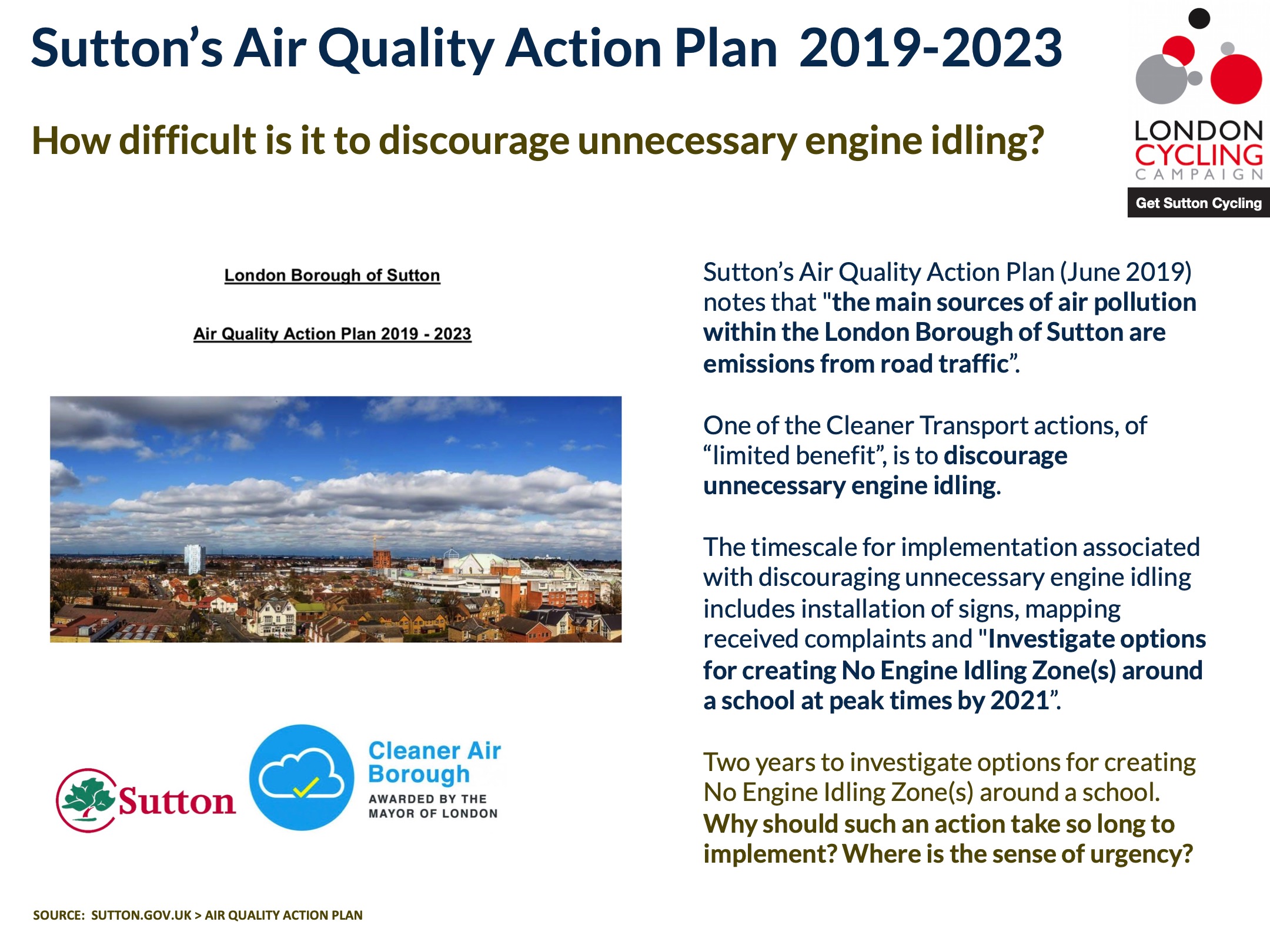Sutton’s Air Quality Action Plan 2019-2023 | Get Sutton Cycling