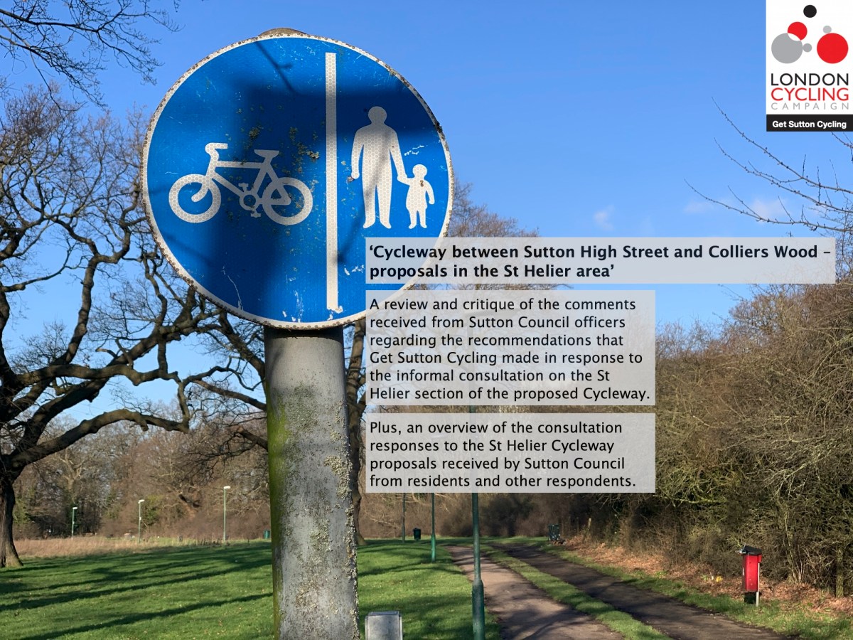 St Helier section of Sutton’s first proposed Cycleway: feedback to ...